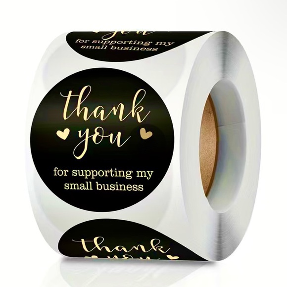 No brand | Office | 50pcsroll Blackgold Thank You Stickers Available ...